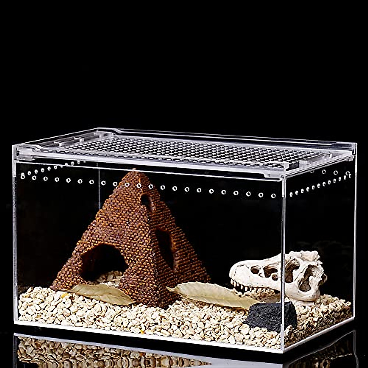 NANEEZOO Magnetic Acrylic Enclosure, 10x6x6 Inch Tall Long Case Reptile Habitat Terrarium cage for Terrestrial Arboreal Tarantula Scorpion Sling Isopods Lizards Invertebrates Insect Mantis