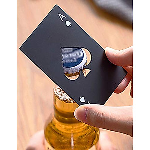 Famgee Wine Bottle Opener Stainless Steel Credit Card Size Casino Beer Bottle Opener Cap Opener for Your Wallet Wedding Party Groomsmen Bridesmaid Gifts 6 Pcs (Black)