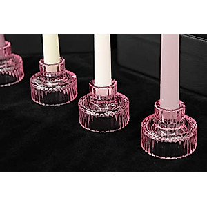 Vixdonos Pink Candle Holders Set of 6 Glass Tealight Candle Holders for Table Centerpieces and Wedding Decor(L)