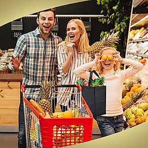 100 Pieces Reusable Totes Bag Set Non Woven Grocery Bag with Handles Fabric Portable Tote Bag Bulk for Shopping Merchandise Events Parties Boutiques Retail Stores (Black)