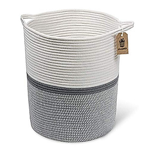 Goodpick Large Grey Cotton Rope Basket (Set of 2)