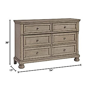 Signature Design by Ashley Lettner Traditional 6 Drawer Youth Dresser with Dovetail Construction, Light Gray