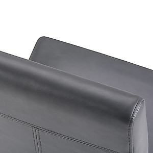 SIMPLIHOME Acadian SOLID WOOD Transitional Parson Dining Chair (Set of 2) in Stone Grey Faux Leather, For the Dining Room