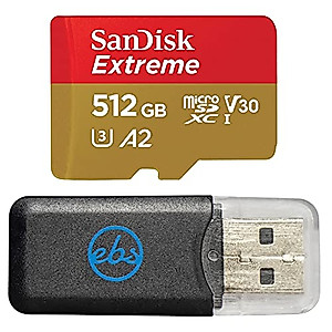 SanDisk Extreme 512GB V30 A2 MicroSDXC Memory Card Works with DJI Mavic 3 Fly, Mavic 3 Cine, Mavic 3 Drone (SDSQXAV-512G-GN6MN) 4K U3 UHS-I Bundle with 1 Everything But Stromboli Micro SD Card Reader