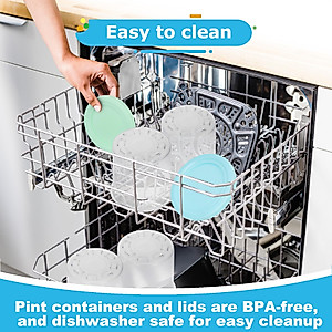 Soobool For Ninja Creami Pints and Lids - 2 Pack, Compatible with Ninja NC301, NC300, NC299AMZ Series Ice Cream Makers, 16 OZ for Ninja Creami Containers Dishwasher Safe (Blue Green)