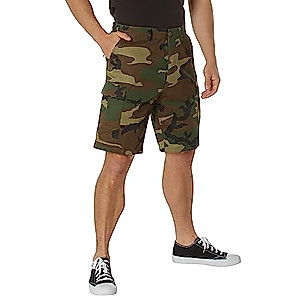 Rothco Tactical BDU Shorts - Rugged Outdoor Hiking Camping Cargos Comfortable - Woodland Camo - Large