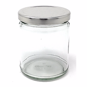 9 oz Straight Sided Glass Jar with Metal Silver Lid 12-Pack by Richards Packaging