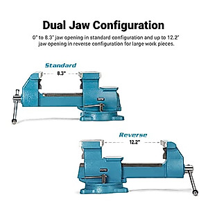 Capri Tools 8 in. Reversible Bench Vise, 8 in. Jaw Width, 8.3 in. & 12.2 in. Jaw Opening