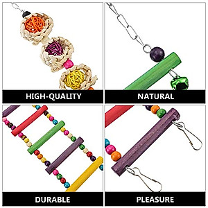 PATKAW Chicken Swing Toys 8 Pcs Parrot Bird Toy Bird Perch Bird Cage Hammock Toy Set Wooden Hammock Wooden Swing