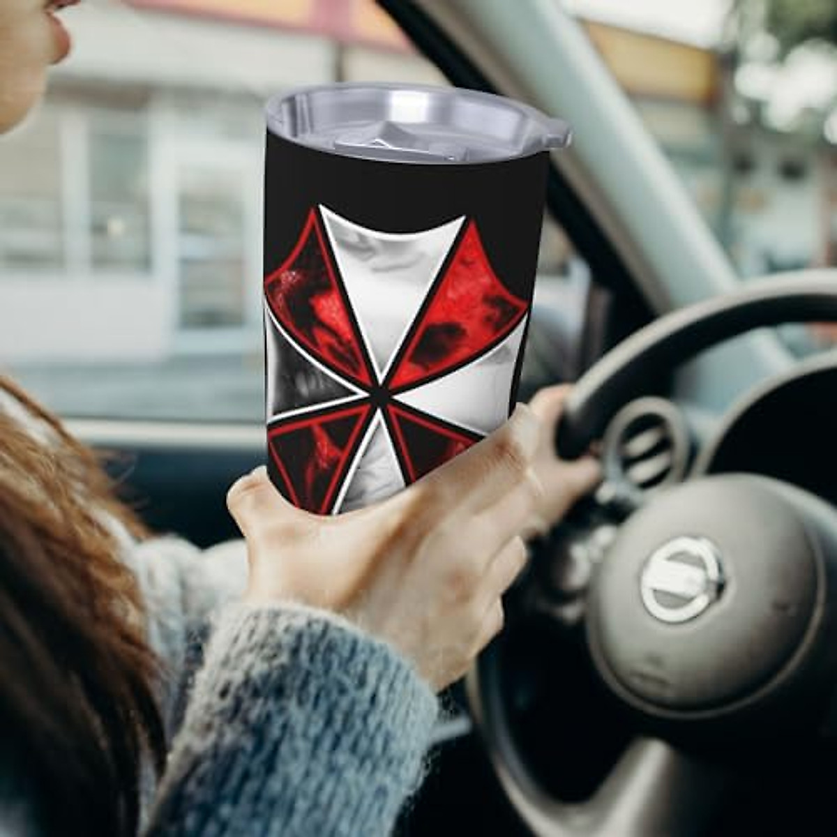 JIESAJ Resident Umbrella Evil Corp Symbol Insulated Tumbler 20oz Travel Cup For Man'S Womens Insulated Tumbler