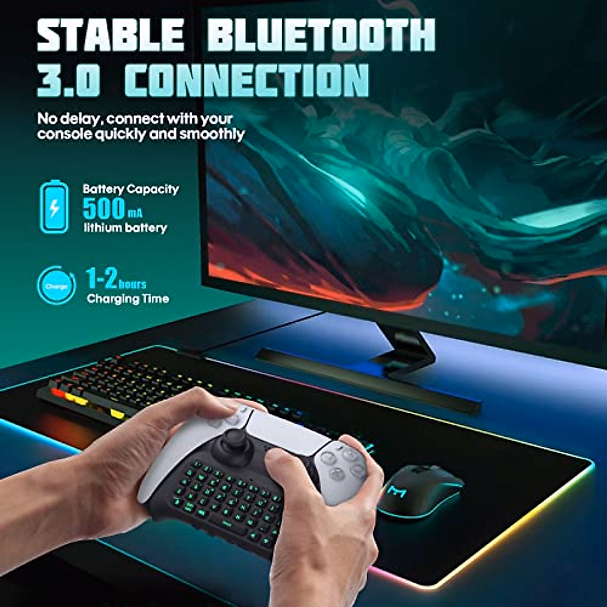 TiMOVO Green Backlight Keyboard for PS5 Controller, Wireless Bluetooth ...