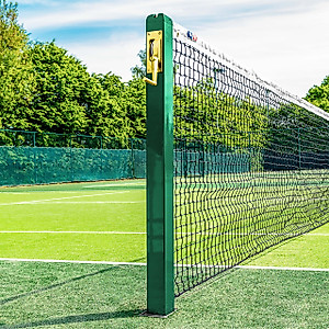 Vermont Square Tennis Posts [ITF Regulation] | 76mm Powder Coated Steel – Optional Ground Sockets (Green, with Ground Sockets)