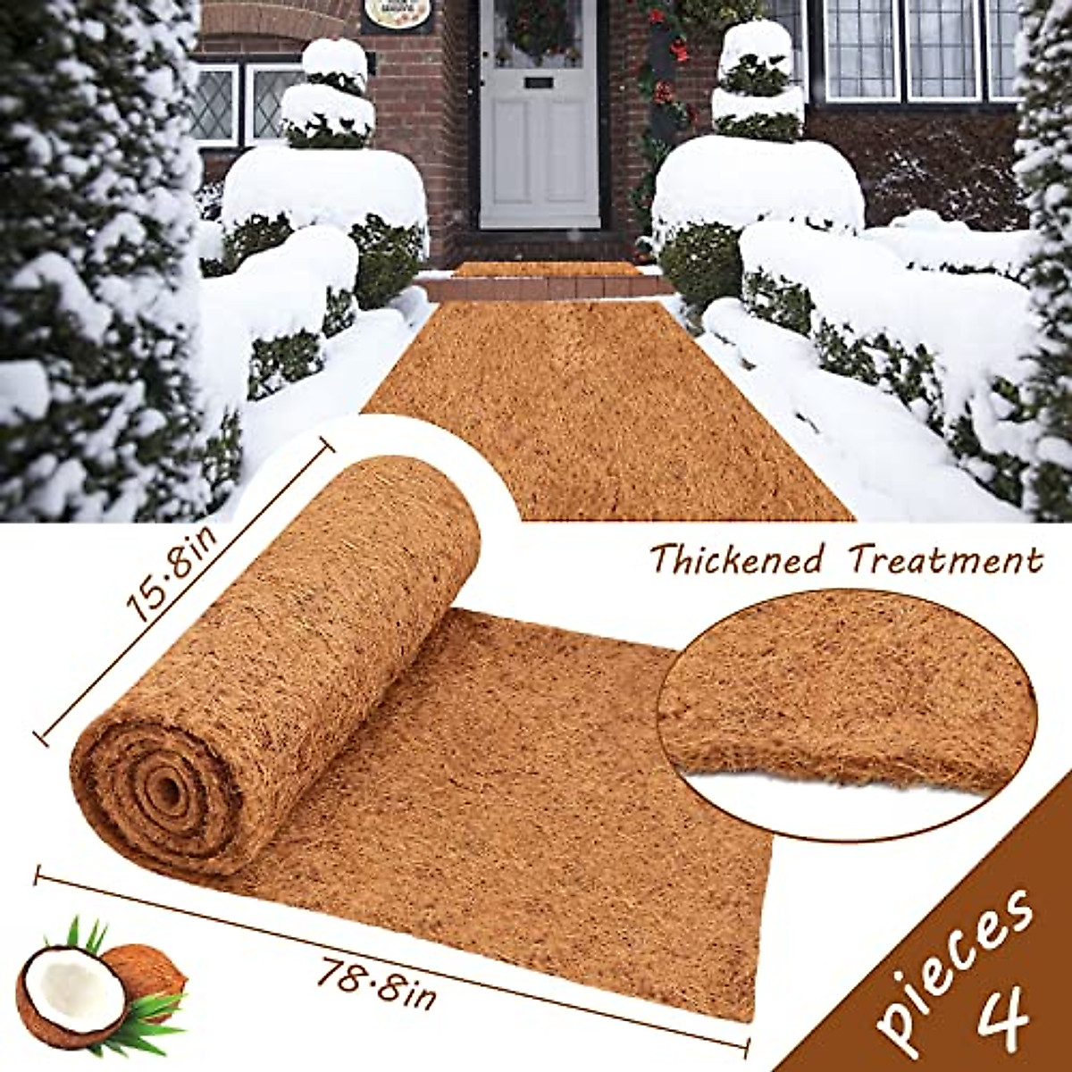 Riare 4 Pack 16 × 80 Inch No-Slip Ice and Snow Carpet Mats- Waterproof ...
