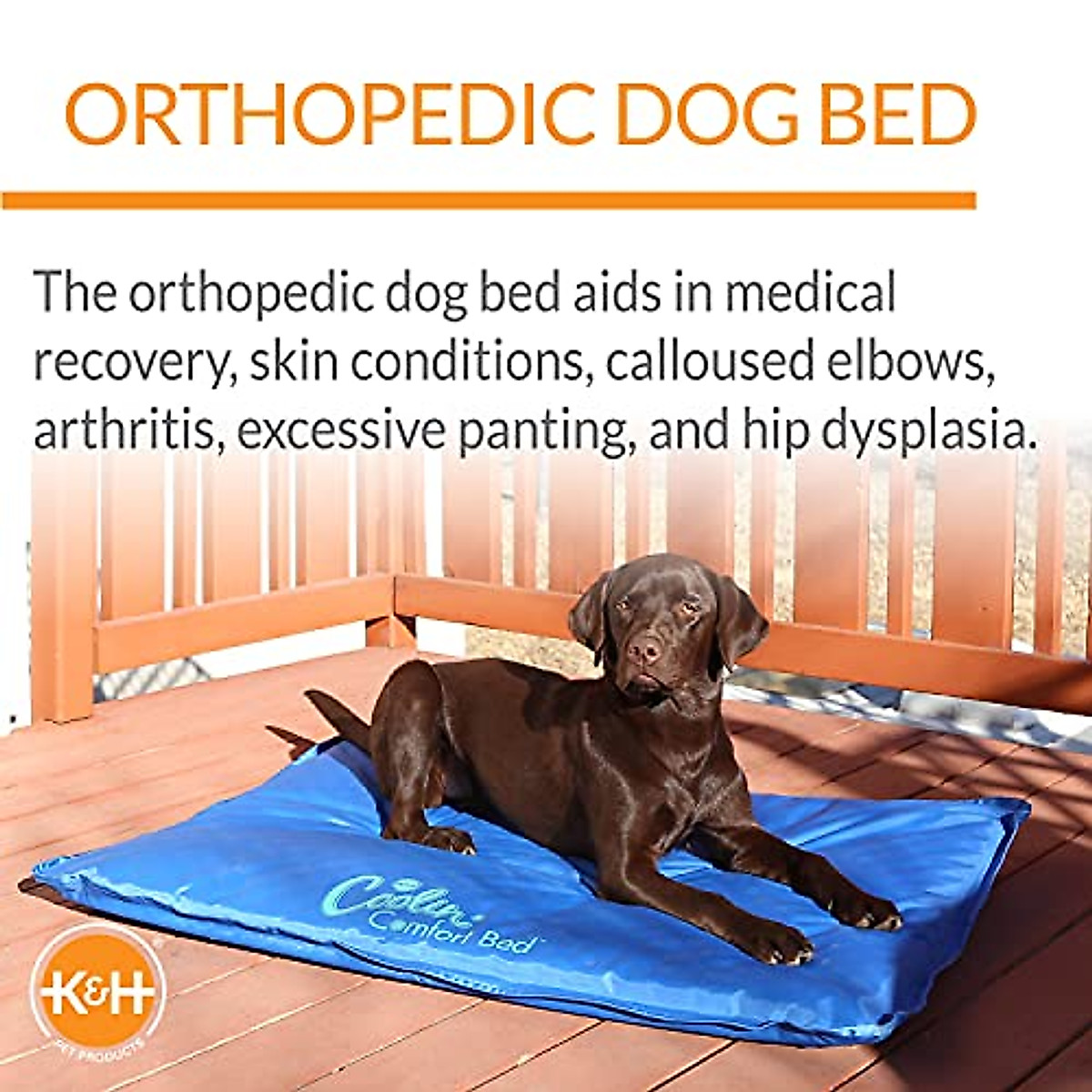 K&H Pet Products Coolin' Comfort Bed Orthopedic Dog Cooling Mat Blue Large 32 X 44 Inches