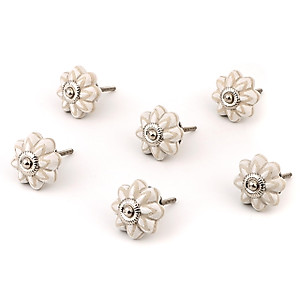 Set of 12 Ceramic Knobs Decorative Knobs for Home Kitchen Cabinet Cupboard Door Dresser Wardrobe Pulls Cabinet Knobs Ceramic Drawer Pull Kitchen Cupboard Pull Door Handle - White Silver