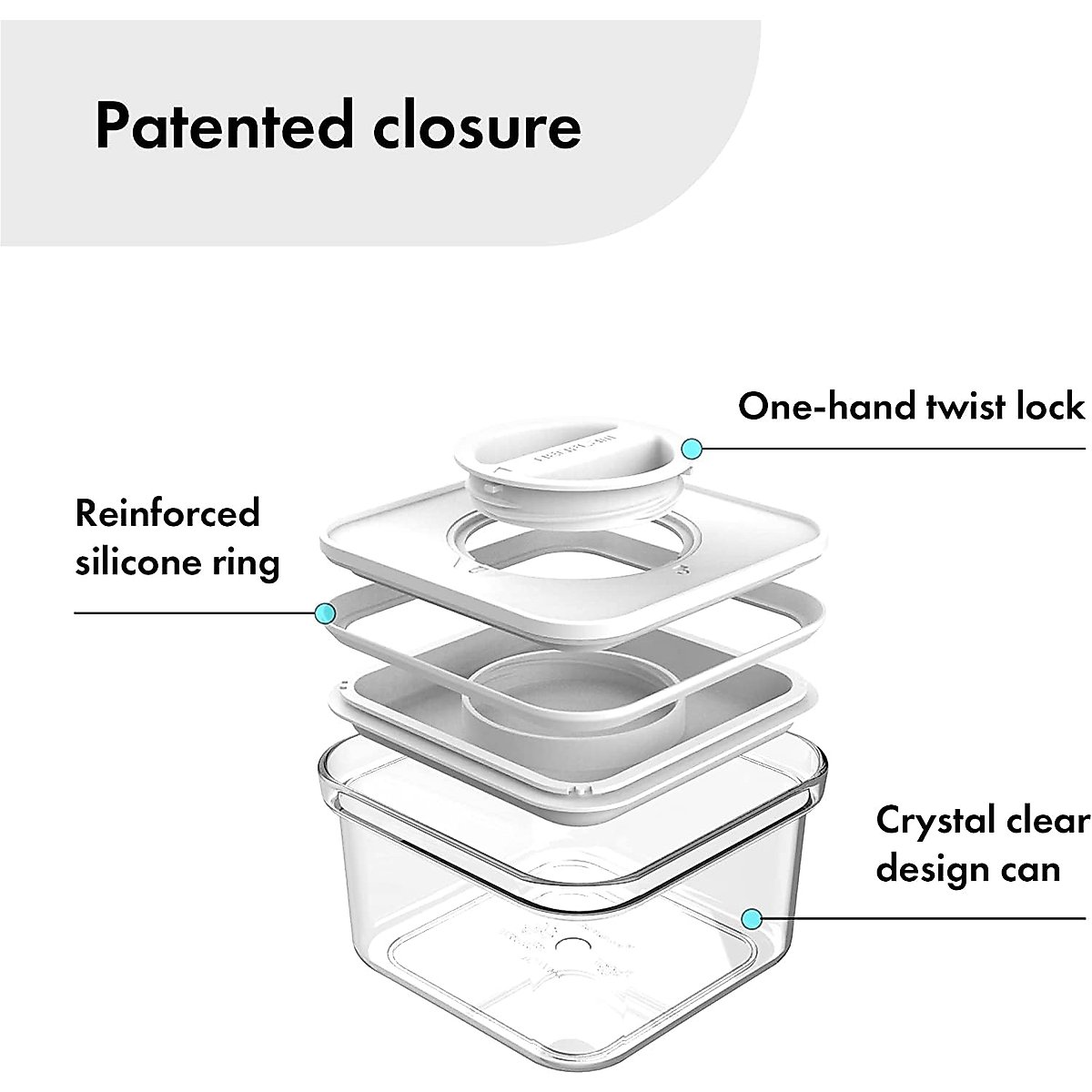Neoflam Airtight Smart Seal Food Storage Container (Set of 3) | Crystal Clear Body | Modular, Stackable, Nestable Design | Easy to Clean, BPA Free (2.7L, Rectangular)