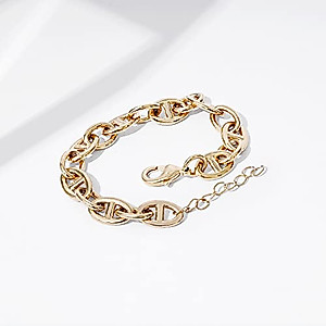 Amazon Essentials 14K Gold Plated Mariner Link Bracelet, Yellow Gold