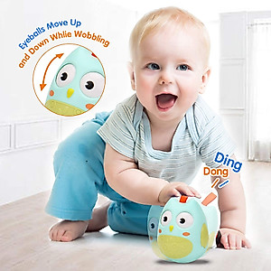 Kim Player Roly Poly Toy, Owl Weeble Wobble Toys for Baby 6 Months and Up, Best Gift for Kids Boys Girls Infants Toddlers