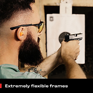 NoCry Yellow Safety Glasses for Men - ANSI Z87 Safety Glasses with Scratch Resistant Coating - 100% UV Resistant Blue Light Safety Glasses Anti Fog and Highly Adjustable Shooting Eye Protection