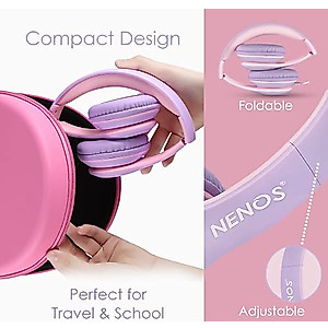 Nenos Kids Headphones Volume Limited Over Ear Headphones for Kids Headphones for Children Boys Girls Toddler Ideal for Tablet, Smartphone, Laptop Headset for School, Travel