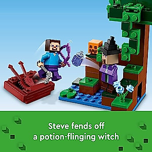 LEGO Minecraft The Pumpkin Farm 21248 Building Toy, Hands-on Action in The Swamp Biome Featuring Steve, a Witch, Frog, Boat, Treasure Chest and Pumpkin Patch, Minecraft Toy for Boys and Girls Aged 8+