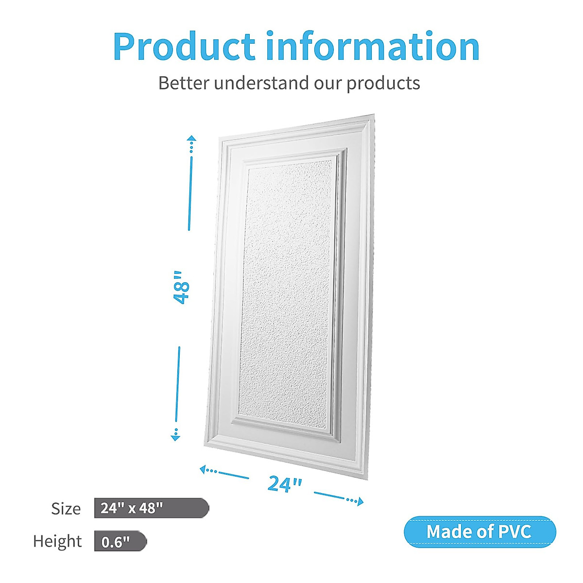 Art3d Drop Ceiling Tiles 24x48 inch White (12-Pack, 96 Sq.ft), 3D Wainscoting Panels Glue Up 2x4 FT
