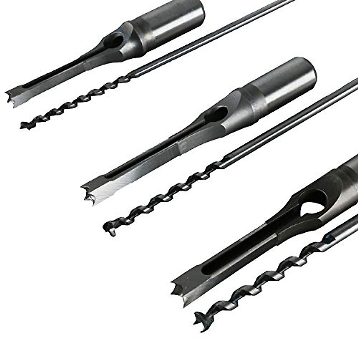 6pcs Square Hole Mortise Chisel Drill Bit Tools, 5/8" 9/16" 1/2" 3/8" 5/16" 1/4" HSS Woodworking Hole Saw Mortising Chisel Drill Bit Set, Different Sizes