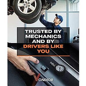 Tire Pressure Gauge - (0-60 PSI) Heavy Duty, Certified ANSI Accurate with Large 2 Inch Easy to Read Glow Dial, Low - High Air Pressure Gauge. Tire Gauge for Car and Trucks Tires by Vondior (White)