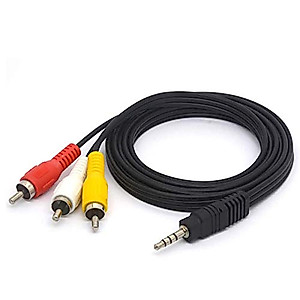 AILTECK 3.5mm to RCA Camcorder AV Audio Video Output Cable, 3 RCA to 3.5mm 1/8" AV Input Adapter Cord Compatible with Sony TV, TCL TV (5FT)