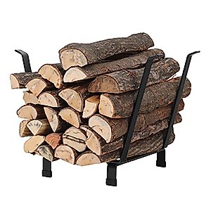 GREEN PARTY Firewood Rack 20 Inch Indoor/Outdoor Firewood Holder, Log Rack Wood Holder for Fireplace, Kindling Wood Storage and Wood Stove Accessories(Black)