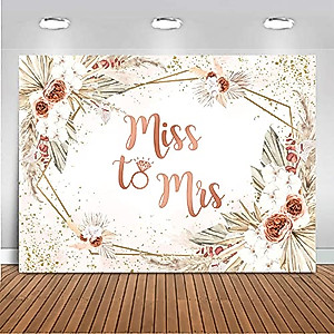 Mocsicka Miss to Mrs Bridal Shower Backdrop Boho Chic Pink Flowers Photography Background Vinyl Wedding Bride to Be Cake Table Decorations Photo Booth (7x5ft)