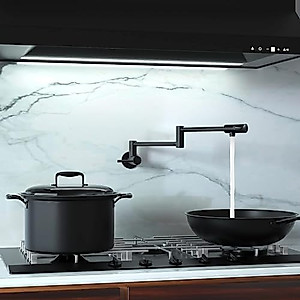 IMLEZON Pot Filler Faucet Stainless Steel Commercial Wall Mount Kitchen Sink Faucet Folding Stretchable with Single Hole Two Handles Black