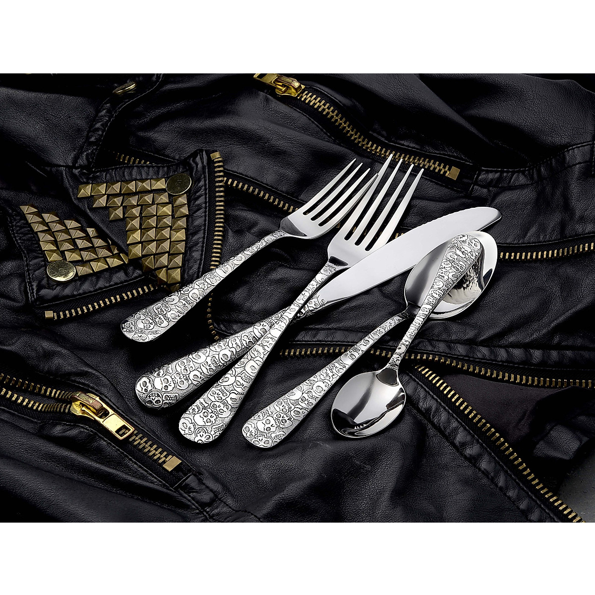 Liberty Tabletop Calavera (Skull) 45 Piece Flatware Set for 8 Silverware Made in USA