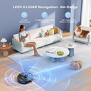 Lubluelu 3 in 1 Robot Vacuum and Mop Combo,4500Pa Robot Vacuum with Mapping,LiDAR Navigation,5 Maps,24 No-Go Zones, WiFi/App/Alexa,Self-Charging,Vacuum Robot for Pet Hair,Carpet,Hard Floor,Black