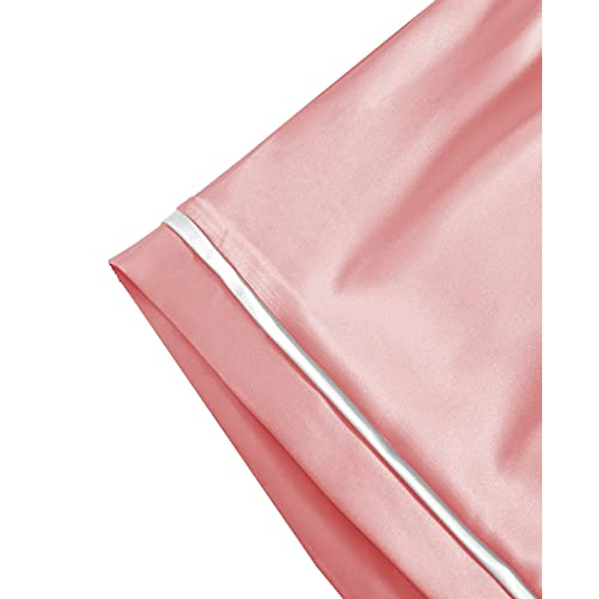 LYANER Women's Satin Silky Short Sleeve Button Shirt Sleepwear 2Piece Pajama Set Coral Pink Small