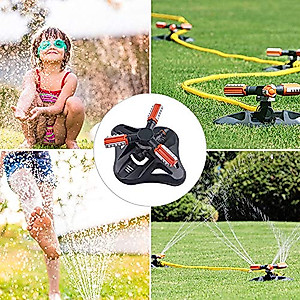WOVUU Lawn Sprinkler,Upgrade Garden Sprinkler Automatic 360 Degree Rotating Irrigation Grass Water Sprinkler System, Garden Hose Sprinkler for Yard/Built in 36 Units Angle Spray Nozzles (Orange)