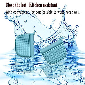 Mini Silicon Oven Mitts Gloves Hand Clip Heat Resistant Oven Gloves Blue