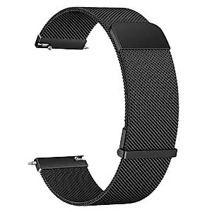 Meliya Metal Watch Bands, 20mm 22mm Quick Release Watch Strap, Stainless Steel Mesh Replacement band for Women Men (20mm, Black)