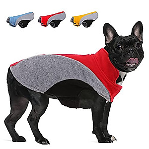 MIGOHI Fleece Dog Winter Coat, Warm and Soft Dog Sweaters Puppy Pajamas with Leash Hole and Hook Loop Closure, Reversible Dog Cold Weather Vest Apparel Pet Jackets for Small Medium Large Dogs, Red L