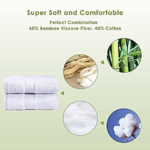 CANFOISON Bamboo Hand Towel for Face and Body, 2 Pack White Bathroom Hand Towel Set for Adult Kids Baby Luxury Super Soft Highly Absorbent Bathroom Towels 18" x 30"