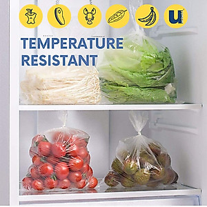 Plastic Produce Bags on a Roll, Disposable or Reusable, Self-service food storage for Fruit, Vegetables, Snacks & Waste, with Side Holders for Dispenser, Small garbage bags