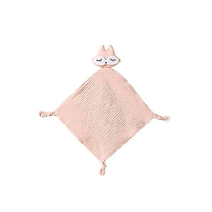 FOMAISELF Baby Comforting Security Blanket, Baby Sleeping Toy Soft Baby Comforter Toy, Soft Cotton Muslin Baby Comfort Blanket for Girls Boys Newborn Infant, Pink