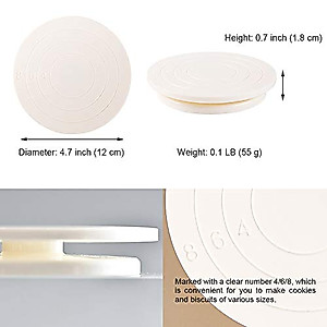 4.7 inch (12cm) Round Cookie Decorating Turntable, Rotating Cake Turntable Stand Baking Decor Plate, Food Contact Safe Plastic - White