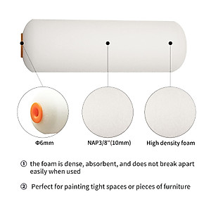 Voomey Mini Paint Roller Covers，High Density Foam Paint Roller，4 Inch Foam Roller Paint, 24 Pack,Fits All Flat Surfaces, Including Kitchen Cabinets, Doors, Tables, Etc.