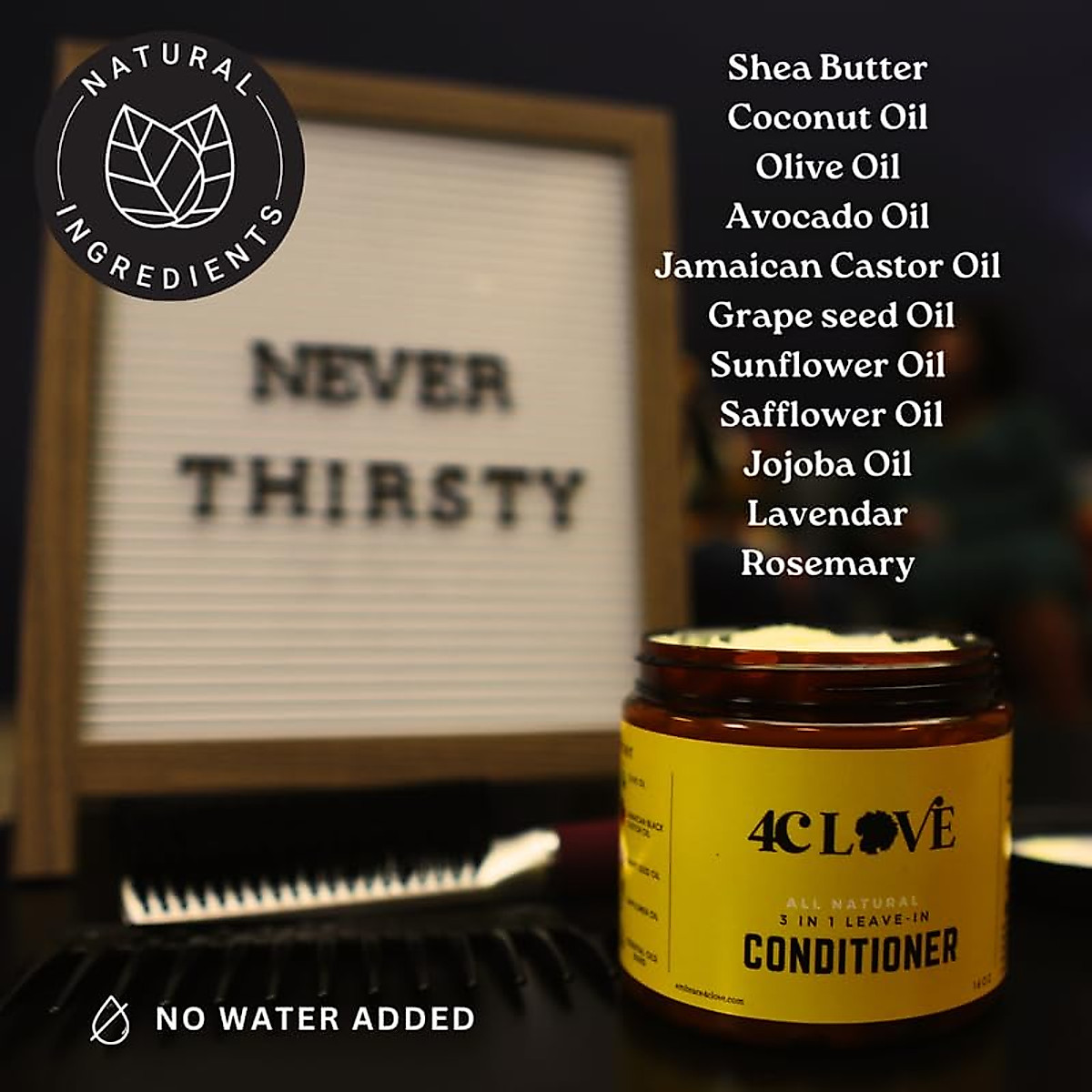 4ORCE OF NATURE 4C LOVE Dry Hair Moisturizer for Black Women | Shea Butter Leave-in Conditioner | Natural, Low Porosity, African American and Afro-Textured Hair