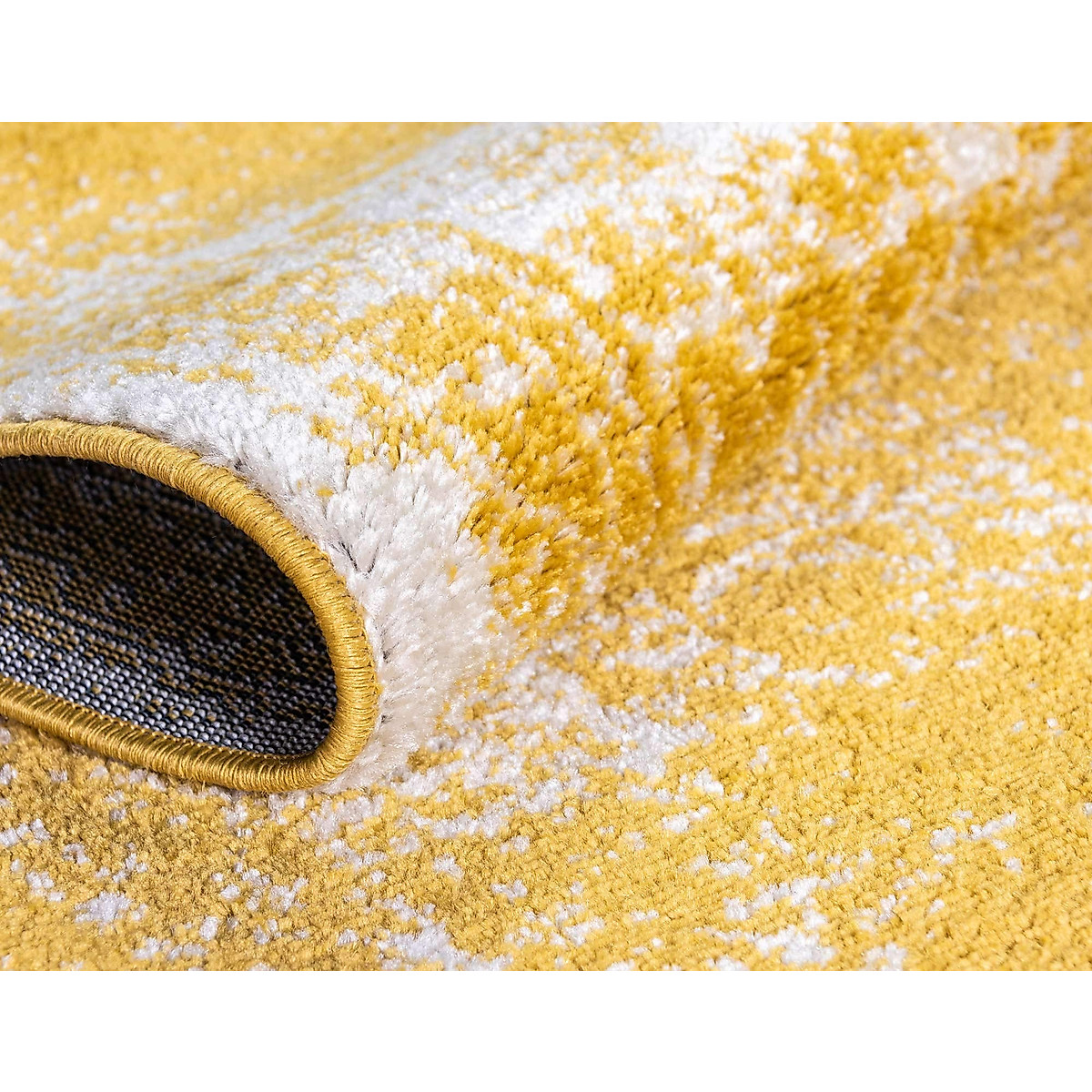 Unique Loom Bromley Collection Area Rug - Wells (96" Round, Yellow/ Ivory)