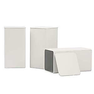 Tianhui Square Tin Can Empty Cube Steel Box Storage Container kit 65mm Series for Treats, Gifts, Favors, Loose Tea, Coffee and Crafts, White, 3L