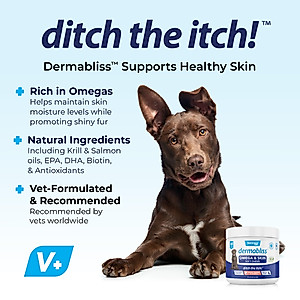Glandex Anal Gland Hygienic Pet Wipes (75 Ct) and Dermabliss Omega Skin & Coat Chews (60 Ct) Bundle Dog Cleaning Wipes with Fresh Scent for Anal Glands, Skin and Coat Supplements for Dogs