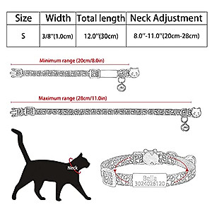 Personalized 2 Pack Reflective Cat Collar,Custom Breakaway Cat Collars with Name Tag and Bell,Anti-Lost Nameplate Cat Collar for Girls & Boys (Purple,fit 8''-11.0'')