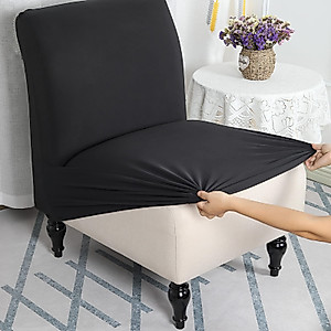 Liykimt Armless Accent Chair Cover Slipcover，Slipper Chair Stretch Spandex Removable for Armless Chair Furniture Protector Covers for Living Dining Room Hotel (Black, 1)